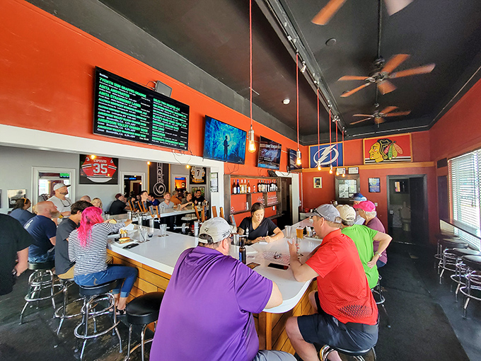 The bar area is command central for burger operations. Those digital menu boards keep you informed while your mouth waters in anticipation.