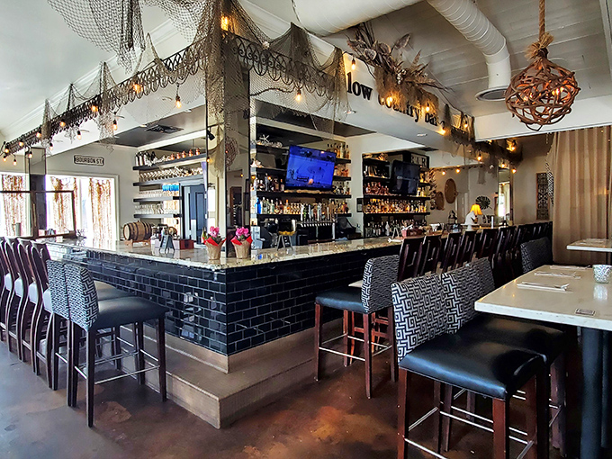 "Low Country Bar" isn't just a name—it's a philosophy. The perfect perch to sample Southern spirits while plotting your next food adventure.