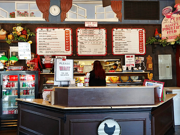 The counter where magic happens. Those desserts on display aren't just tempting you—they're daring you to save room.