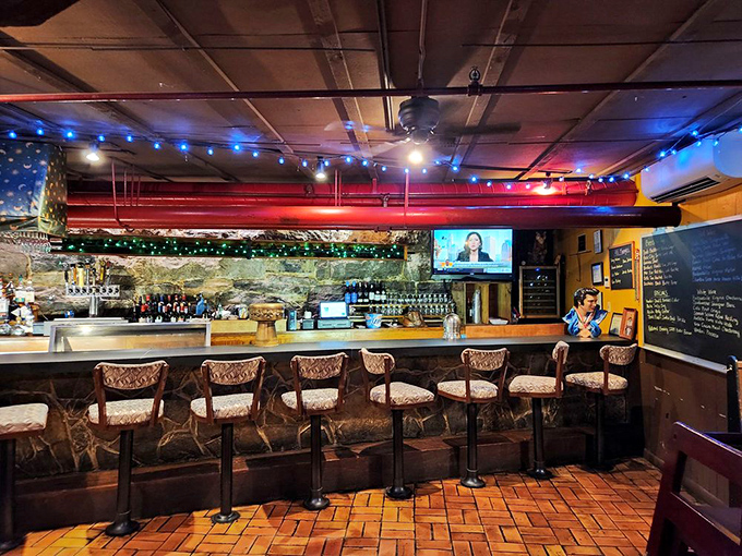 The bar combines rustic charm with modern comforts—exactly where you want to be when deciding between another appetizer or saving room for dessert.