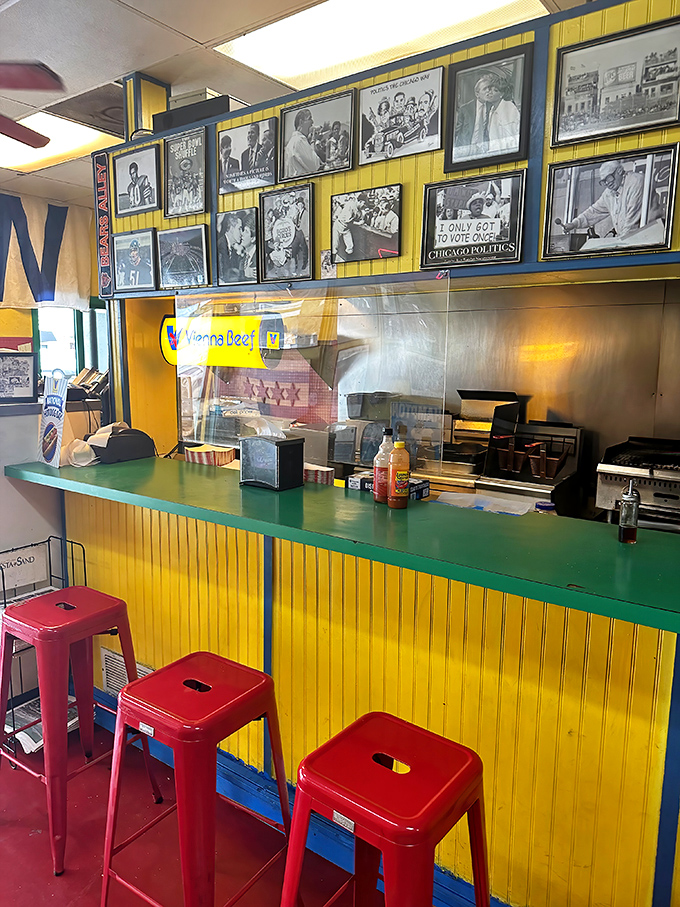 The yellow-and-red color scheme isn't subtle, but neither is the food—and that's precisely the point.
