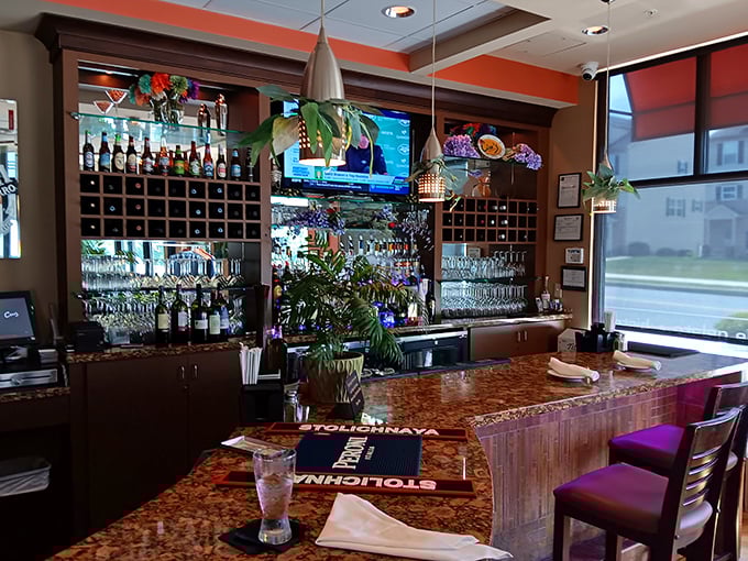 A well-stocked bar ready to complement your meal with wines that transport you straight to the Italian countryside.