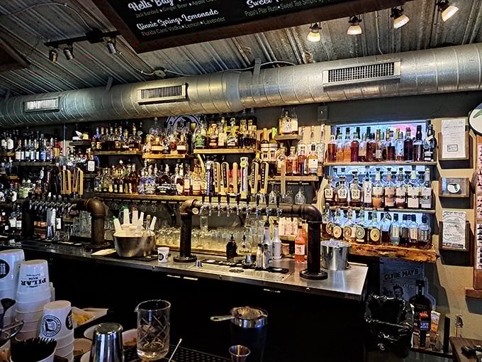 A bar stocked for serious business—because sometimes your grits need a splash of something stronger than butter to start the day right.