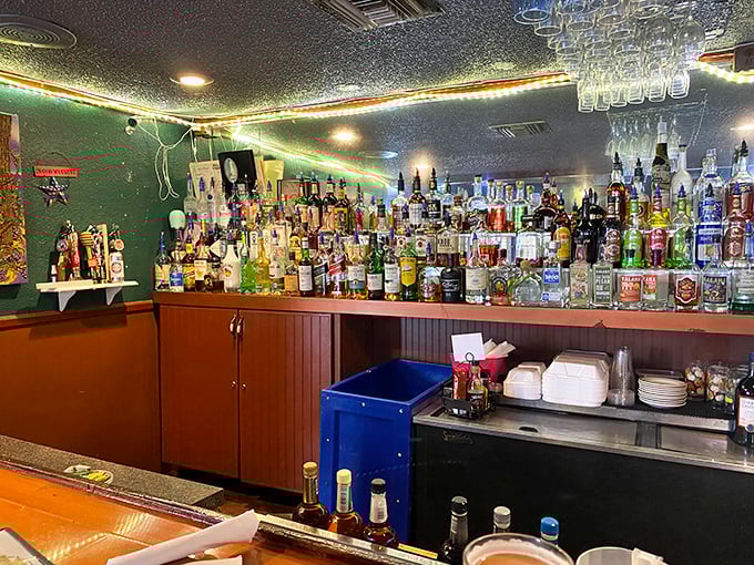 A bar stocked with enough spirits to raise the Titanic. This is where liquid courage meets lakeside charm.