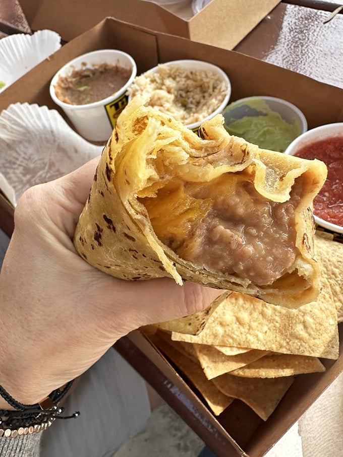 Bean and cheese: the dynamic duo of comfort food. This burrito doesn't need to show off; it knows exactly what it is.