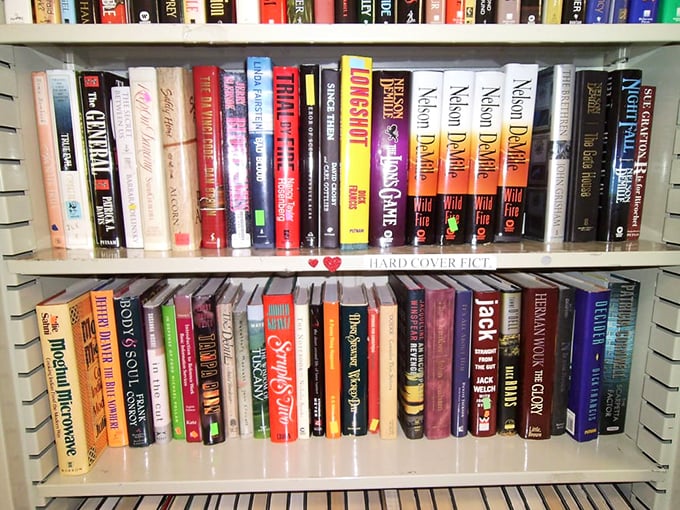 Literary treasures await the patient browser. Between these spines lie forgotten bestsellers, hidden gems, and perhaps a first edition for the eagle-eyed book lover.