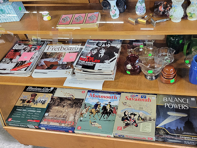 From guitar magazines to board games, the media section offers entertainment options from simpler, pre-streaming times.
