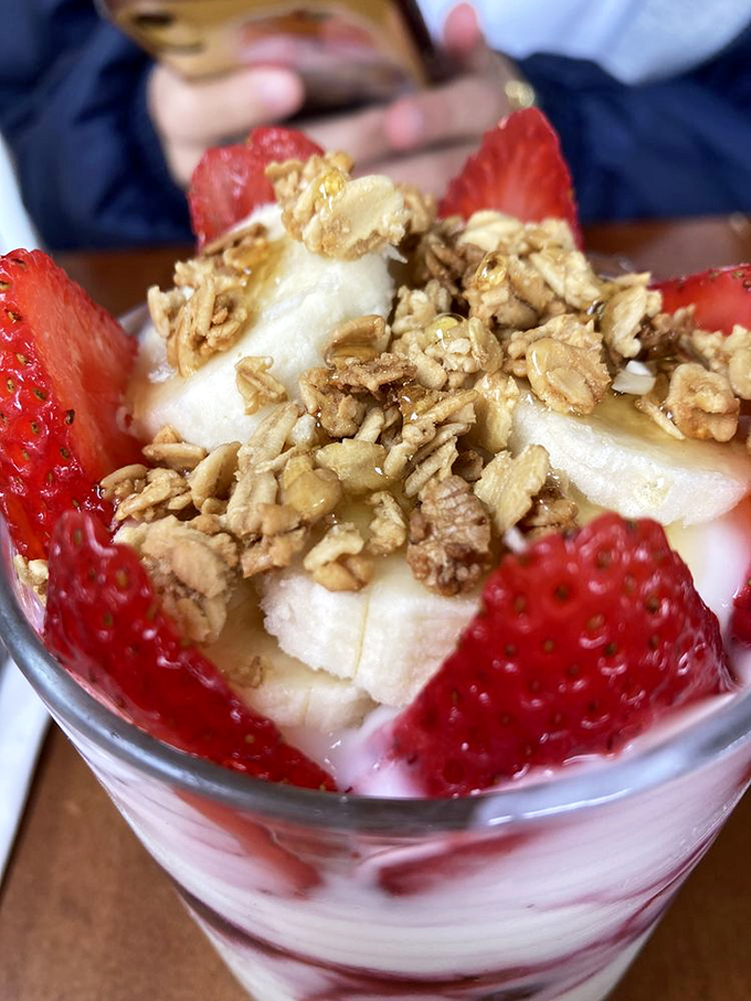 Fresh berries and granola create a parfait that's basically breakfast dessert – and we're not complaining one bit.