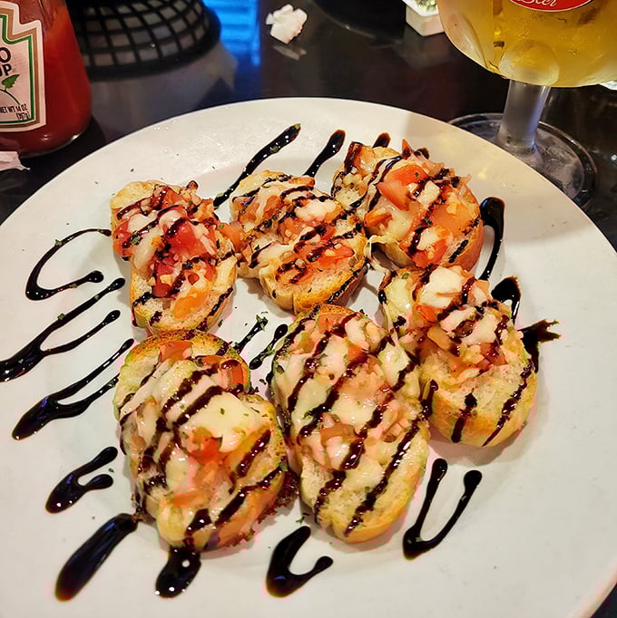 Bruschetta that makes a compelling argument for tomatoes as nature's perfect food—drizzled with balsamic that ties it all together.