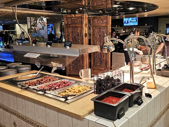The buffet's holy grail—where decisions become deliciously difficult and the phrase "I'll just have a little of everything" becomes hilariously optimistic.
