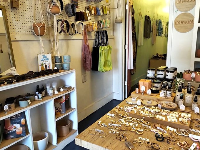 A treasure island of handcrafted jewelry and locally-made goods. Marie Kondo would approve—everything here sparks joy without sparking debt.