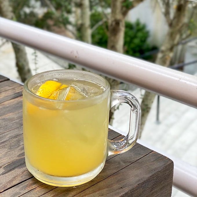 Sunshine in a mug—this bright, citrusy concoction is the perfect companion for seafood feasting, especially when enjoyed on the patio.