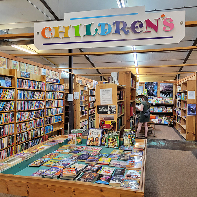 The Children's section bursts with color and possibility – a magical gateway where young readers can discover worlds that might shape their imaginations forever.
