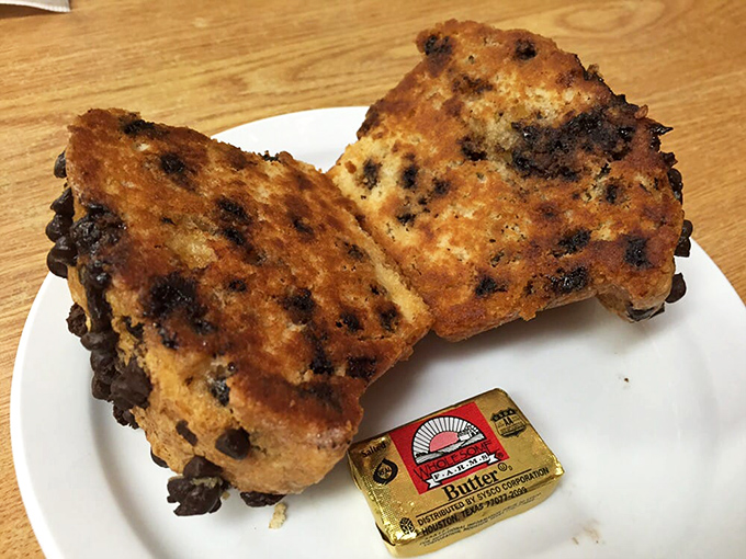This chocolate chip muffin isn't just breakfast—it's dessert with an alibi. The butter packet is just a formality at this point.