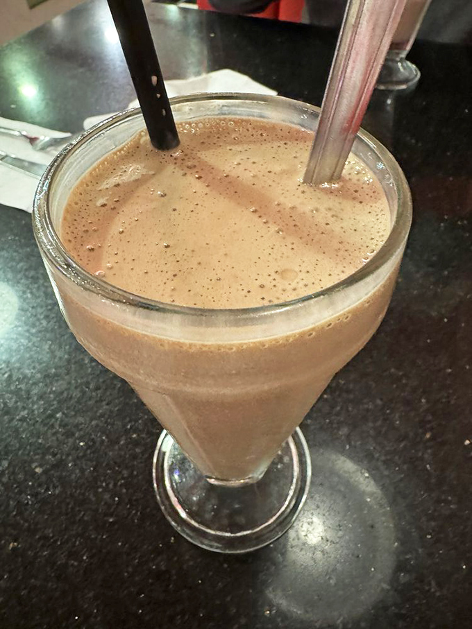 This chocolate malt isn't just a drink, it's a commitment. Two straws means you should probably share, but you won't want to.