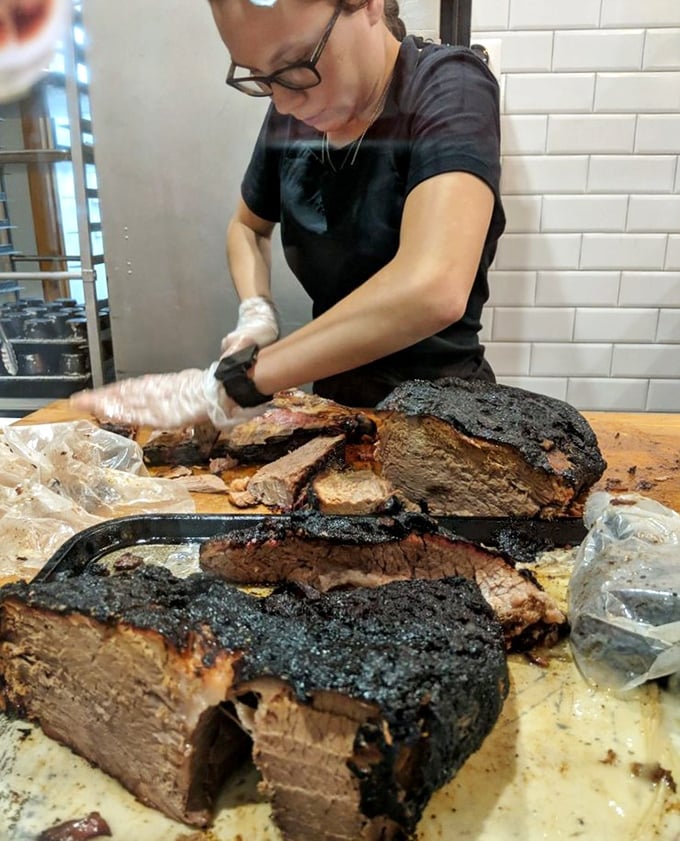 Barbecue is performance art, and this is the main stage. That bark on the brisket didn't happen by accident—it's hours of patient craftsmanship.