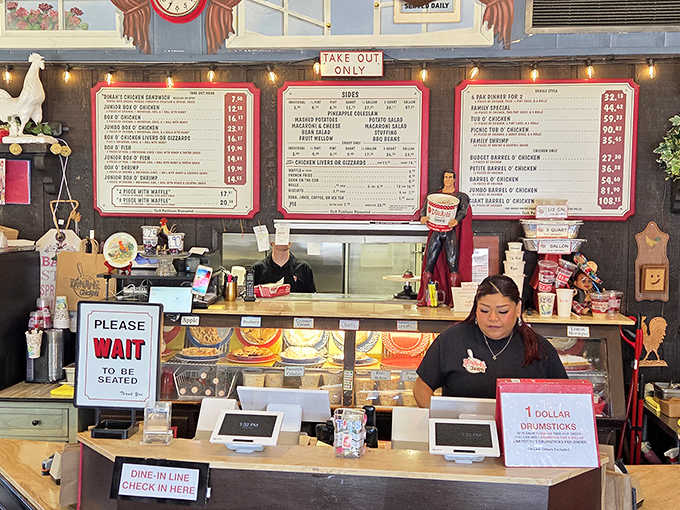 The counter where magic happens – where orders are taken, dollar drumsticks are advertised, and hungry patrons are told to "PLEASE WAIT."