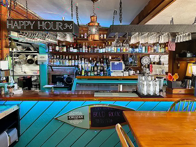 Happy hour at this bar feels like being invited to the coolest beach party in town, where the drinks are cold and the welcome is warm.
