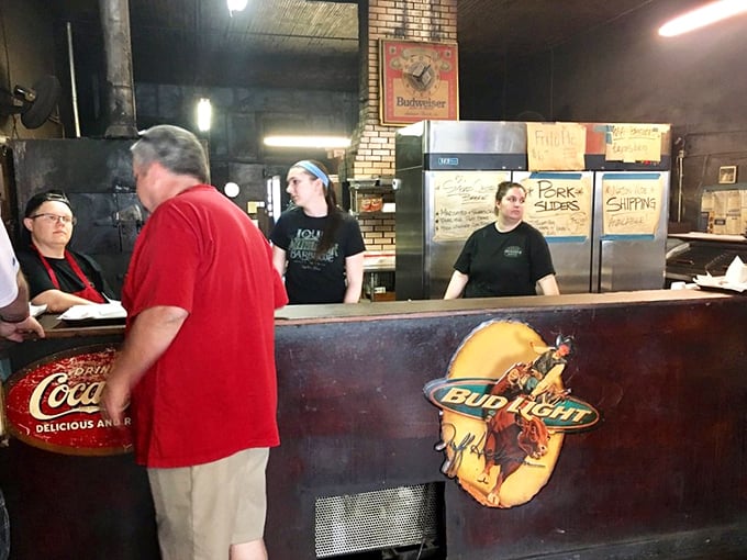 The counter where magic happens – watch as pitmaster priests transform mere meat into transcendent barbecue experience.
