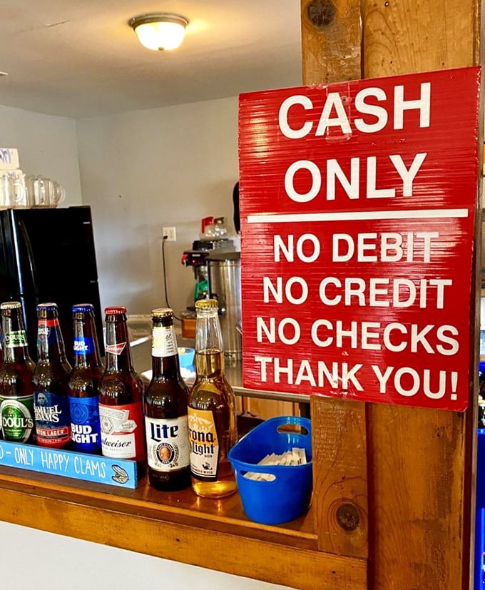 The "Cash Only" sign and beer selection remind you that sometimes the best things in life aren't complicated—they're just delicious.