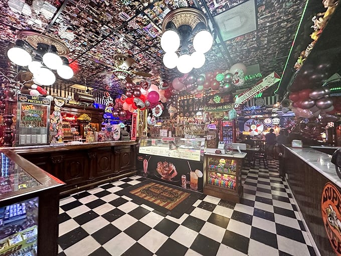 Ice cream parlor or time machine? The black and white checkered floor leads you through a dazzling collection of vintage treasures and sweet possibilities.