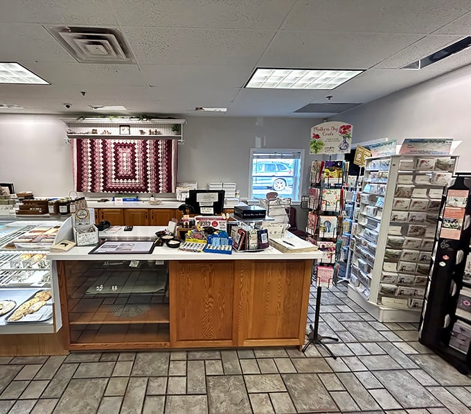 The gift shop counter—where you can take home a taste of your meal, minus the food coma that follows the actual experience.