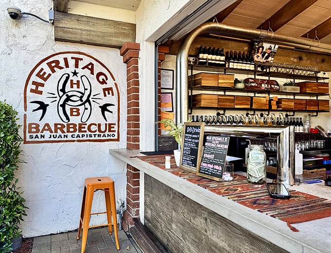 The logo says it all—horseshoe for luck, because finding barbecue this good in California feels like striking gold.