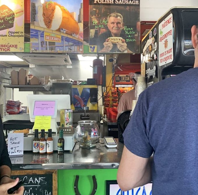 The counter area – where hot dog dreams are born and the aroma of grilled perfection makes waiting the sweetest kind of torture.