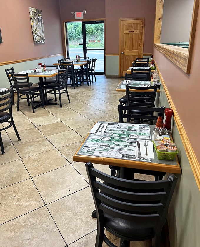 Simple, clean, and welcoming – Mac's dining area proves you don't need fancy surroundings when the food does all the heavy lifting.