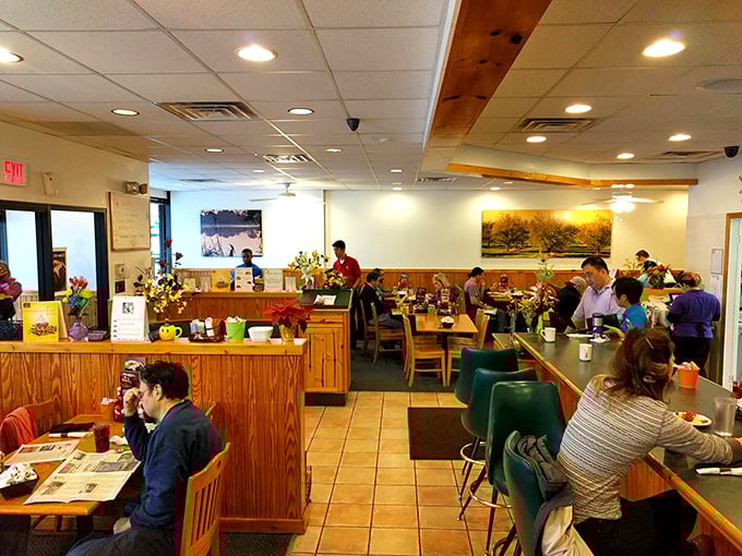 A snapshot of community in action—conversations flowing as freely as the coffee in this beloved Columbus gathering spot.