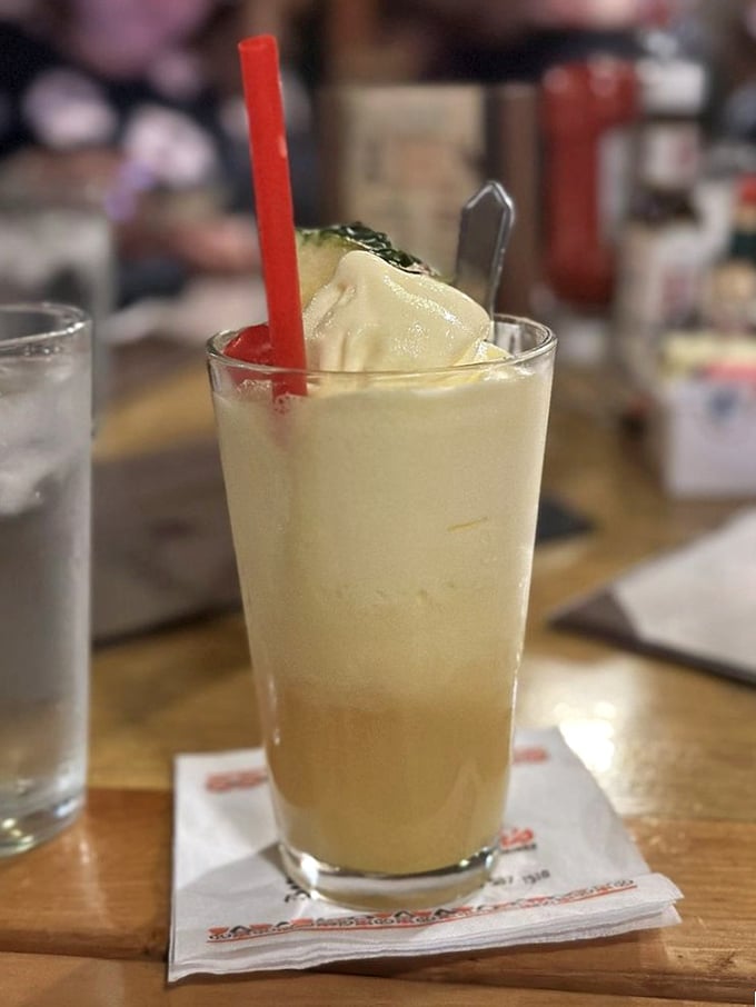 The Chi Chi cocktail – vodka's answer to the Piña Colada – arrives looking like a creamy cloud that somehow got spiked at the party.