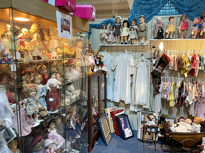 The doll section—equal parts charming and slightly unsettling. Those porcelain faces have seen things you wouldn't believe.