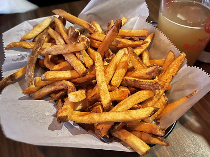 These aren't just fries – they're the perfect supporting actors in the cheesesteak show, crispy on the outside and fluffy within.