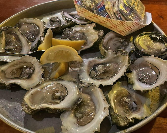 Fresh oysters on the half shell – briny treasures from the Gulf that taste like they were harvested minutes before serving.