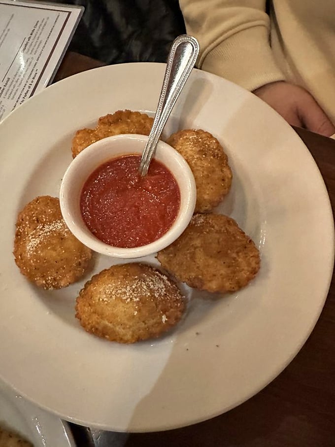 Fried ravioli—because regular ravioli wasn't indulgent enough. These golden pillows of joy are what happens when pasta decides to dress up for a night out.
