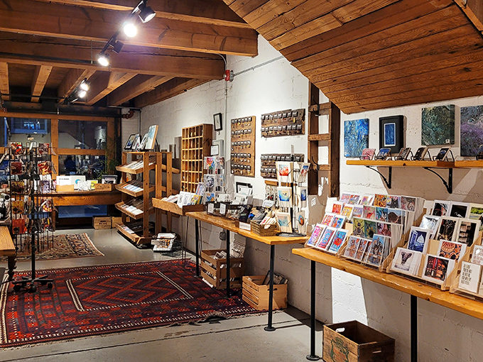 Not just a restaurant—an artistic hub where local creators display their talents through cards, prints, and handcrafted treasures in this thoughtfully curated gift shop.