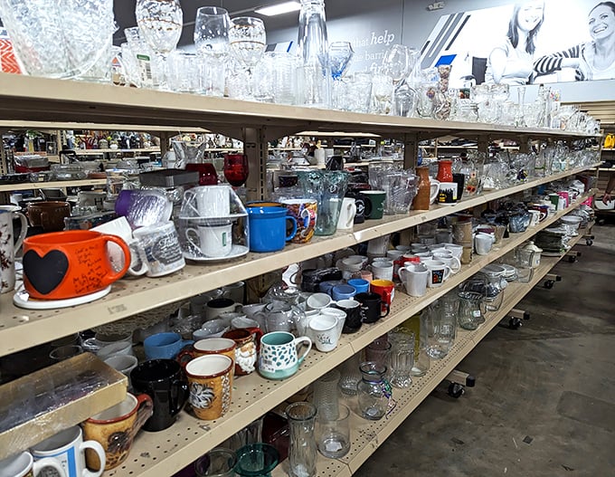 Mug collectors, brace yourselves! The glassware section offers everything from everyday cups to crystal that would make your grandmother proud.