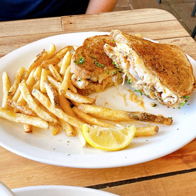 The Grouper Reuben—where New York deli meets Florida Gulf Coast in a sandwich so good it should have its own area code.