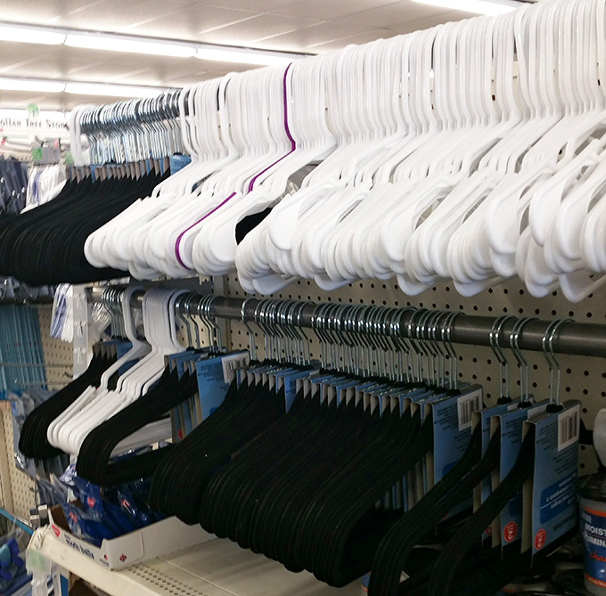The Great Wall of Hangers – solving closet chaos one dollar at a time. Black or white? At this price, coordinate with every outfit you own.