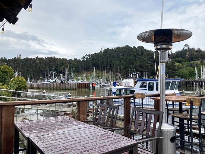 Dining with a view of Coast Guard cutters and fishing vessels—because nothing complements fresh seafood like watching where it comes from.