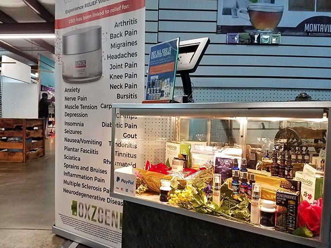 Modern meets vintage in this health products booth – proving that wellness trends may change, but the pursuit remains timeless.