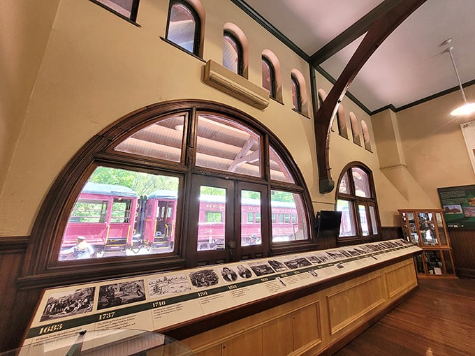 History doesn't just hang on these walls—it breathes through the arched windows, inviting modern visitors to connect with railroad legends.