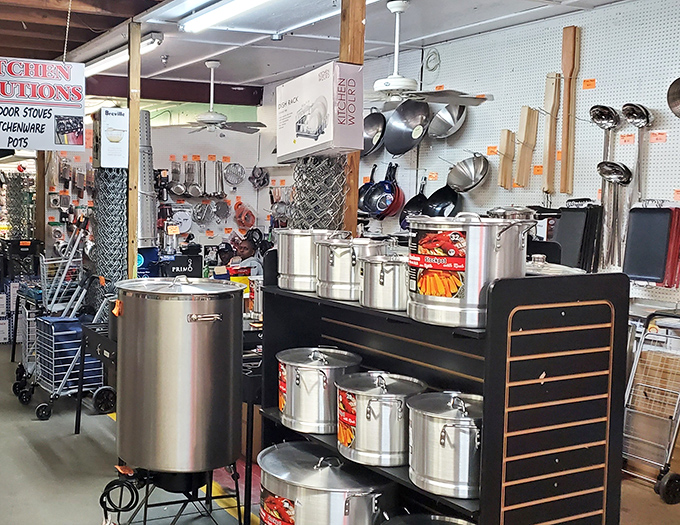 Kitchen equipment that could outfit a small restaurant or an extremely ambitious RV. Snowbirds beware—you'll need a bigger car to drive north.