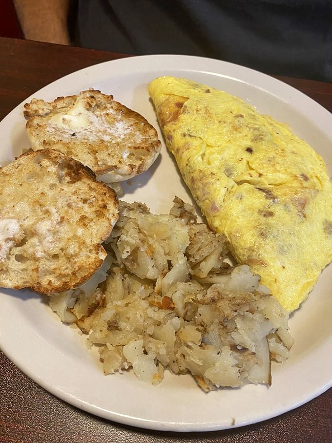 This omelet didn't just incorporate ham—it invited the whole farm to the party and everyone showed up.