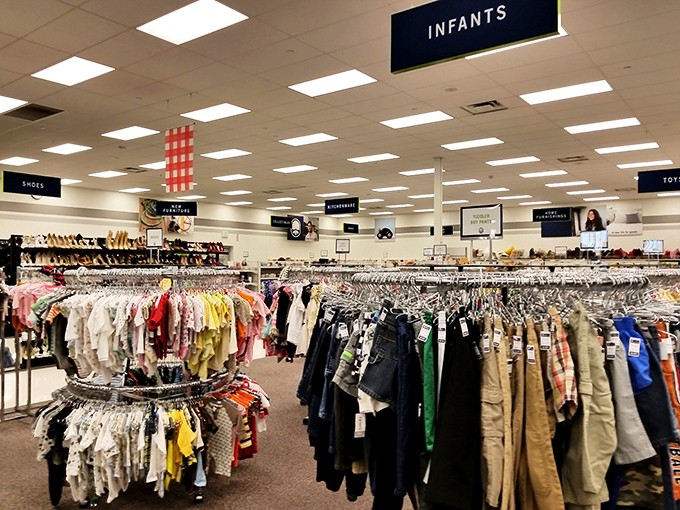 The infant section: where tiny wardrobes get big upgrades without inflicting massive damage to parental bank accounts.