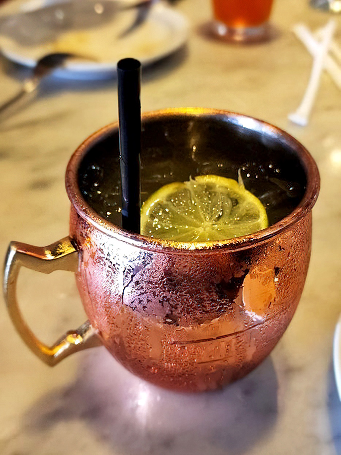 Moscow Mules taste better in copper mugs – it's science! The condensation on the outside tells you it's exactly what you need.