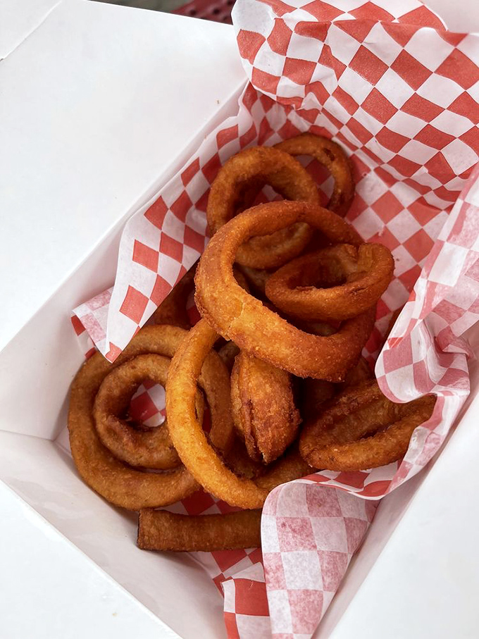 Onion rings so perfectly golden and crisp, they deserve their own California postal code. The ultimate finger food for harbor-side feasting.