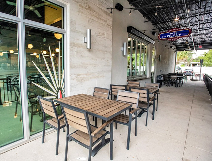 Outdoor seating for those who prefer their café con leche with a side of Florida sunshine. Urban dining with a breeze.