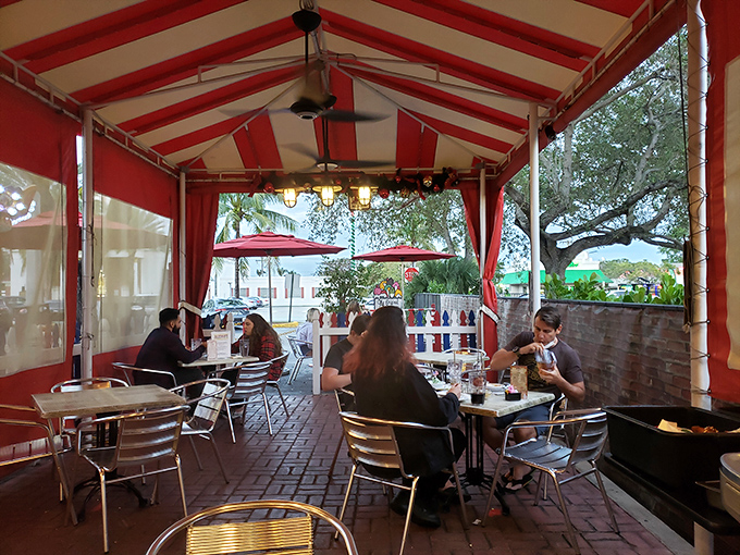 The outdoor seating at Jaxson's—where Florida breezes complement your ice cream and sunshine is the perfect garnish.