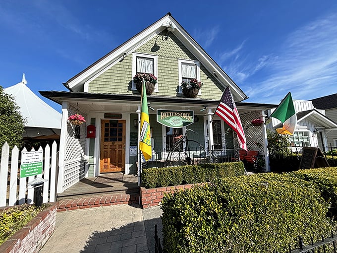 Patterson's Pub flies flags that tell you everything about Mendocino's heritage – a mix of American spirit with international influences.